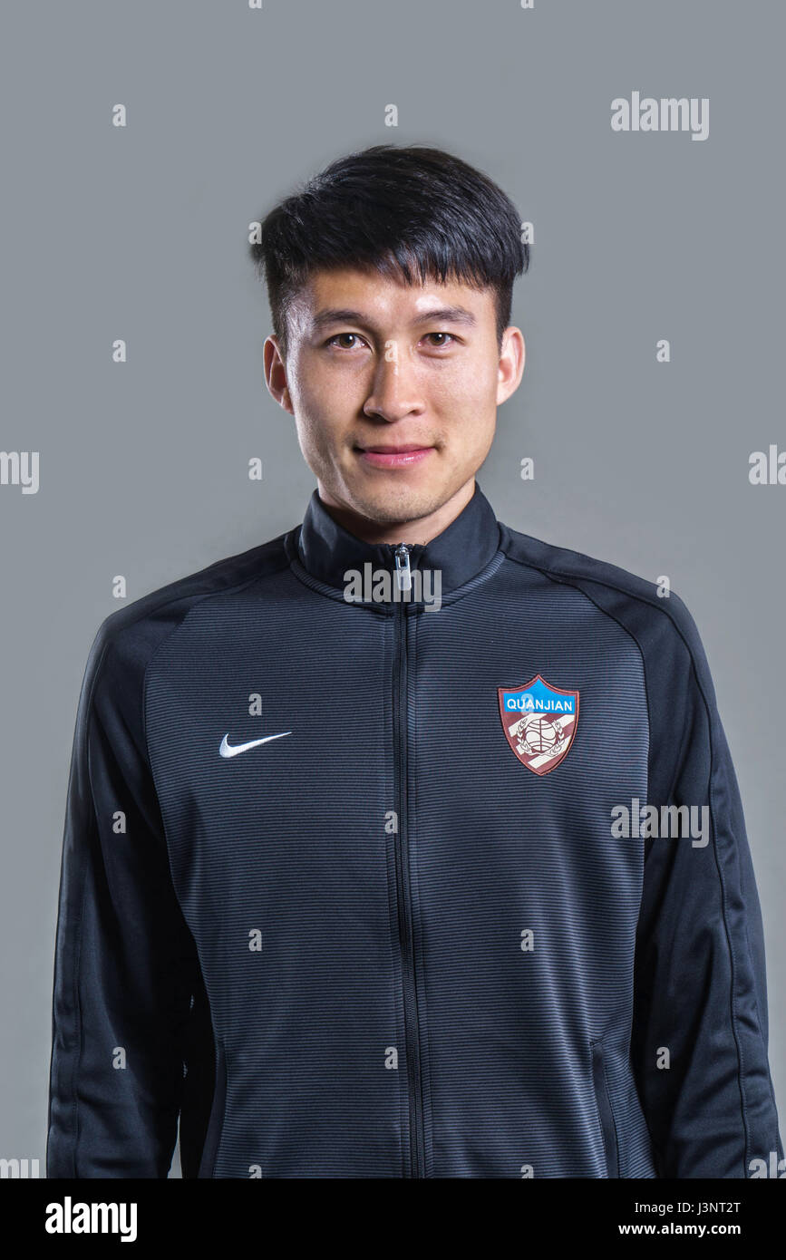 Portrait of Chinese soccer player Liu Sheng of Tianjin Quanjian F.C ...