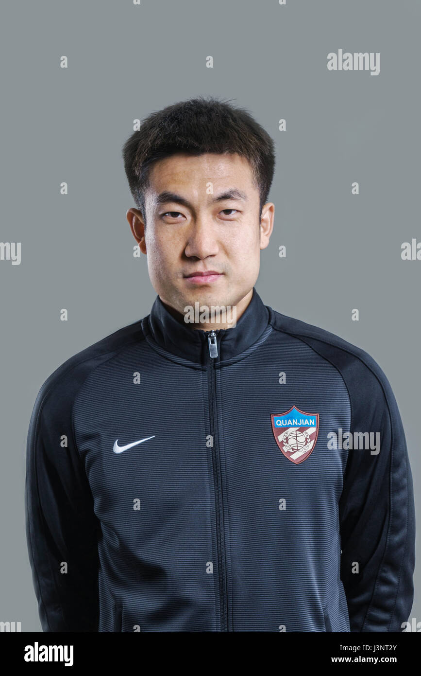 Portrait of Chinese soccer player Wang Xiaolong of Tianjin Quanjian F.C ...