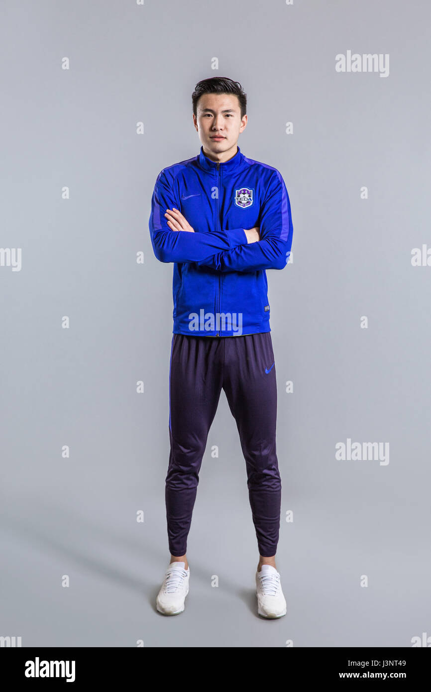 Portrait of Chinese soccer player Li Zheng of Tianjin TEDA F.C. for the ...