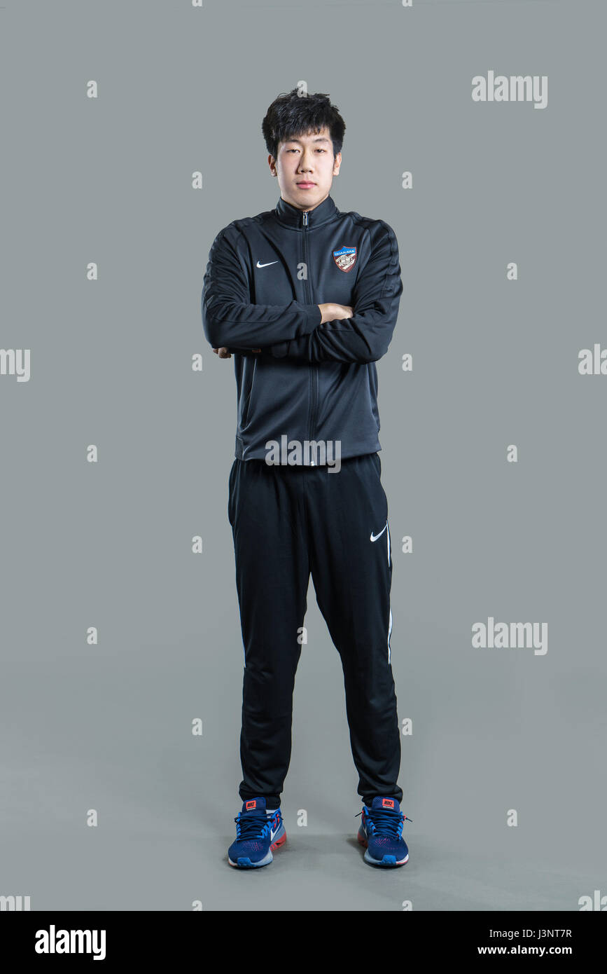 Portrait of Chinese soccer player Zhang Jin of Tianjin Quanjian F.C ...