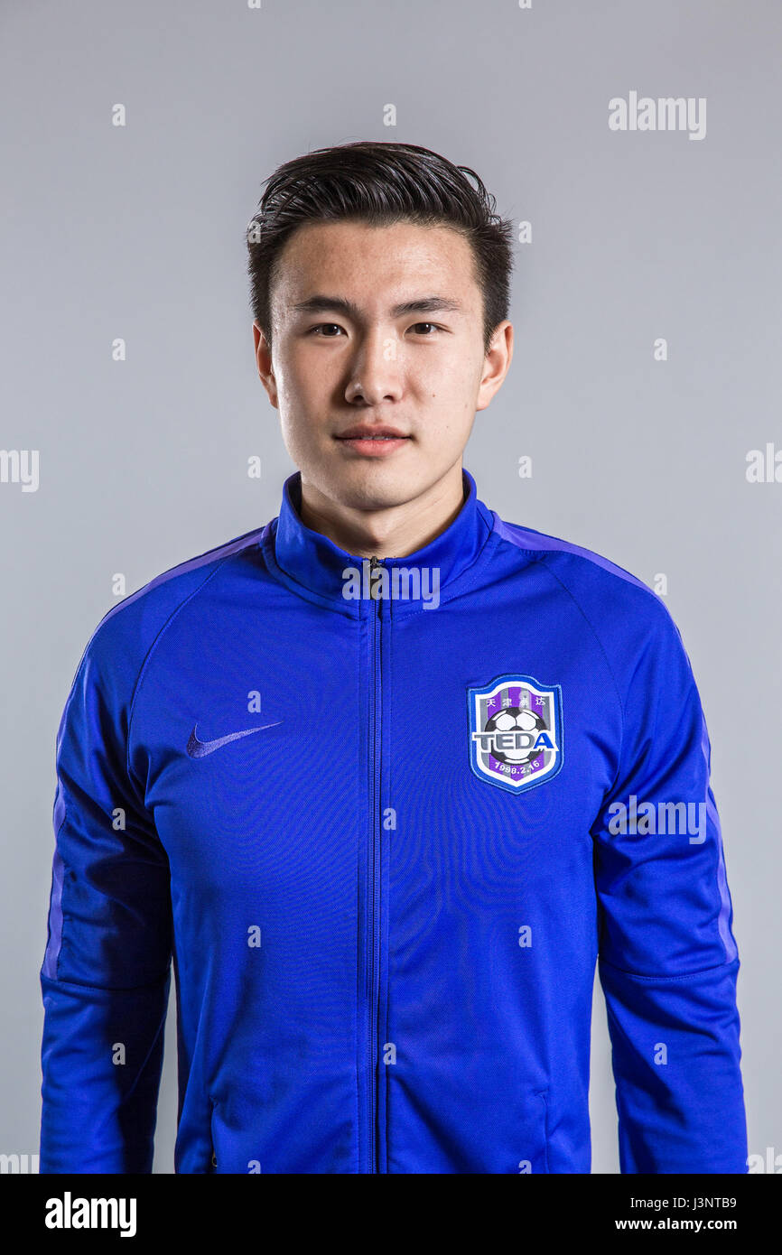 Portrait of Chinese soccer player Li Zheng of Tianjin TEDA F.C. for the ...
