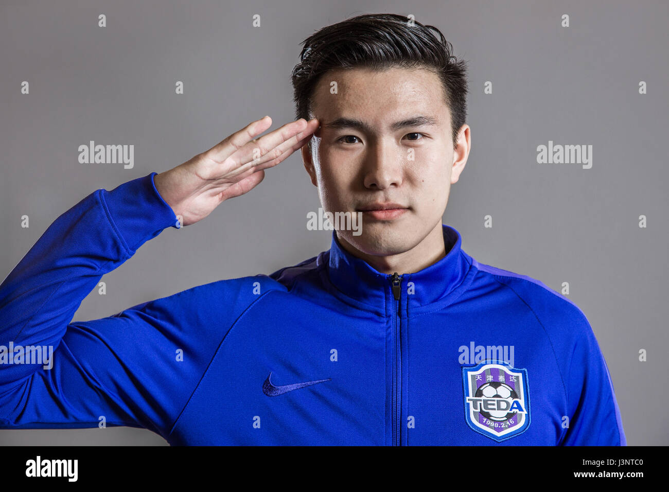 Portrait of Chinese soccer player Li Zheng of Tianjin TEDA F.C. for the ...