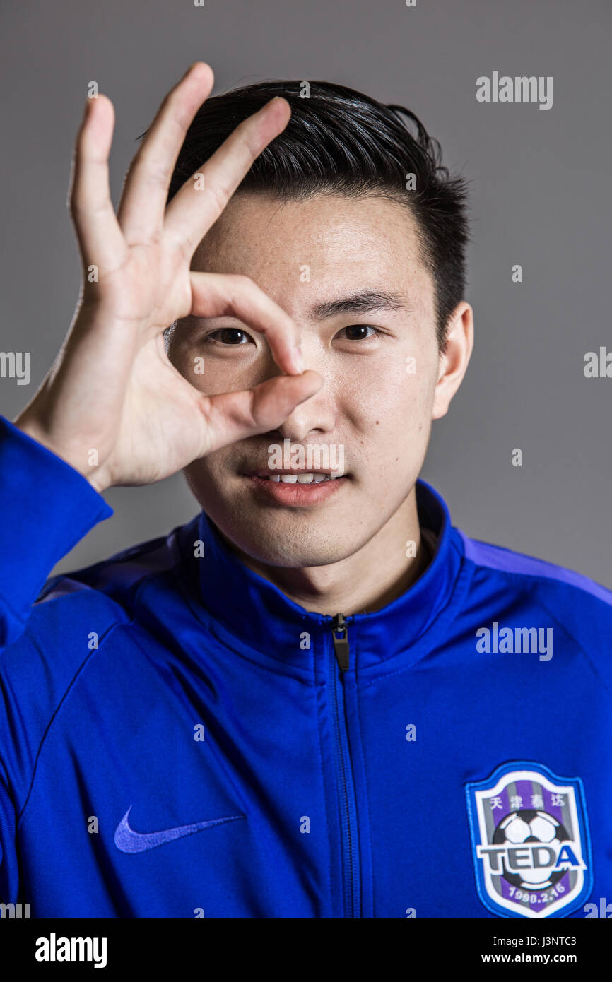 Portrait of Chinese soccer player Li Zheng of Tianjin TEDA F.C. for the ...