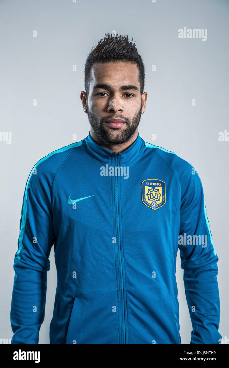 Portrait of Brazilian soccer player Alex Teixeira of Jiangsu Suning F.C ...