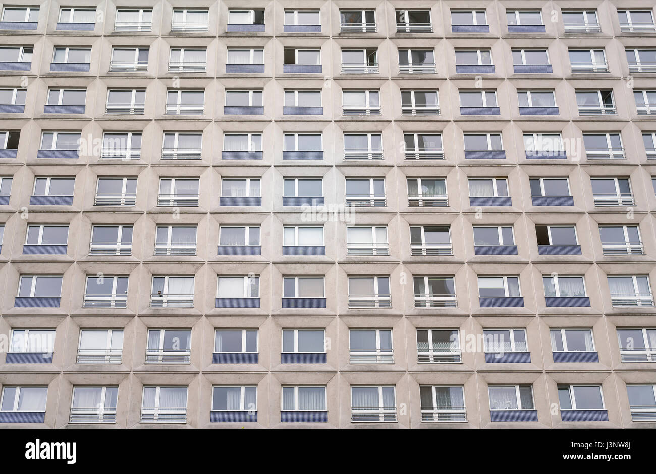 platternbau, window facade of an old GDR building Stock Photo - Alamy