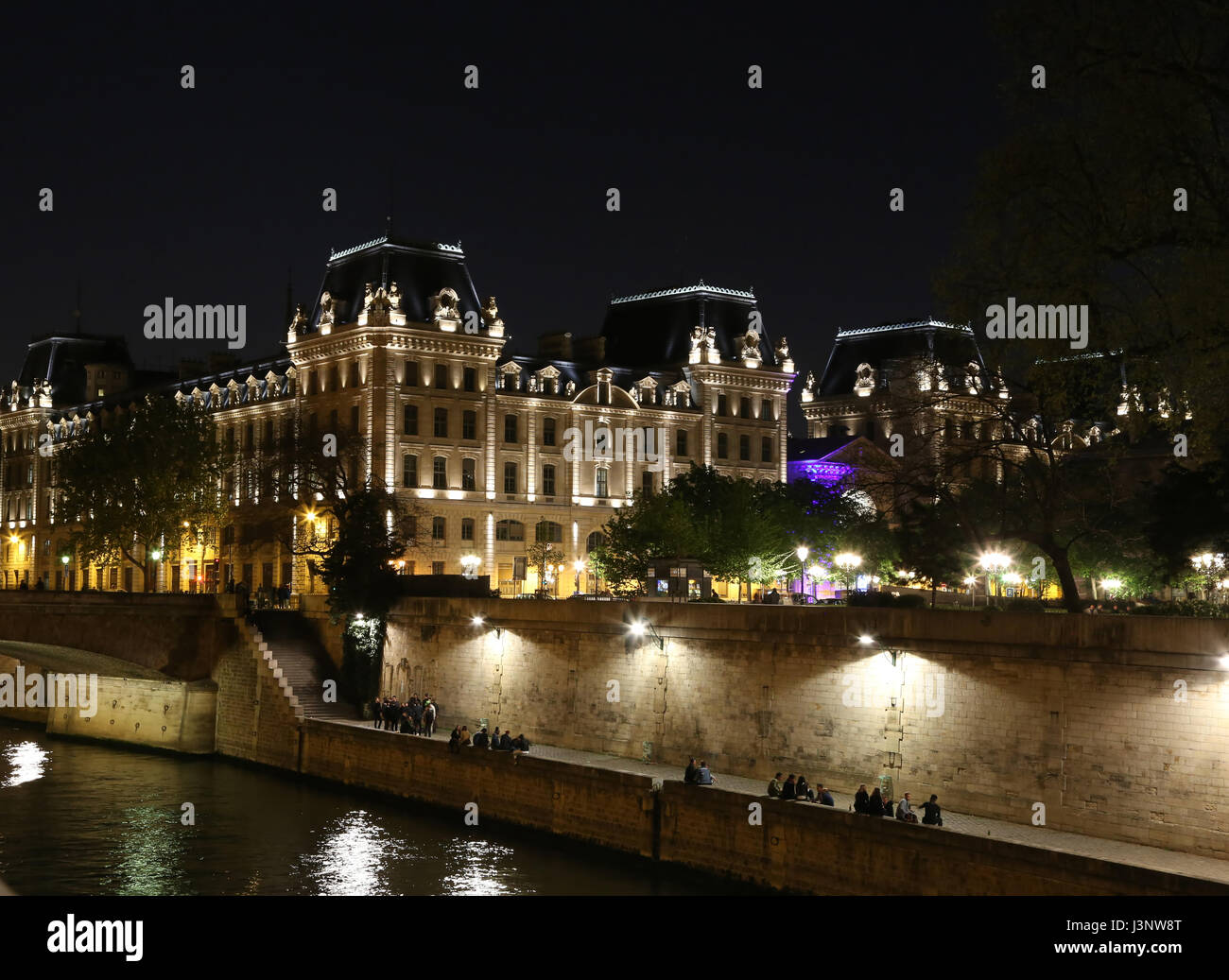 Paris Police Headquarters At Night Stock Photo - Alamy