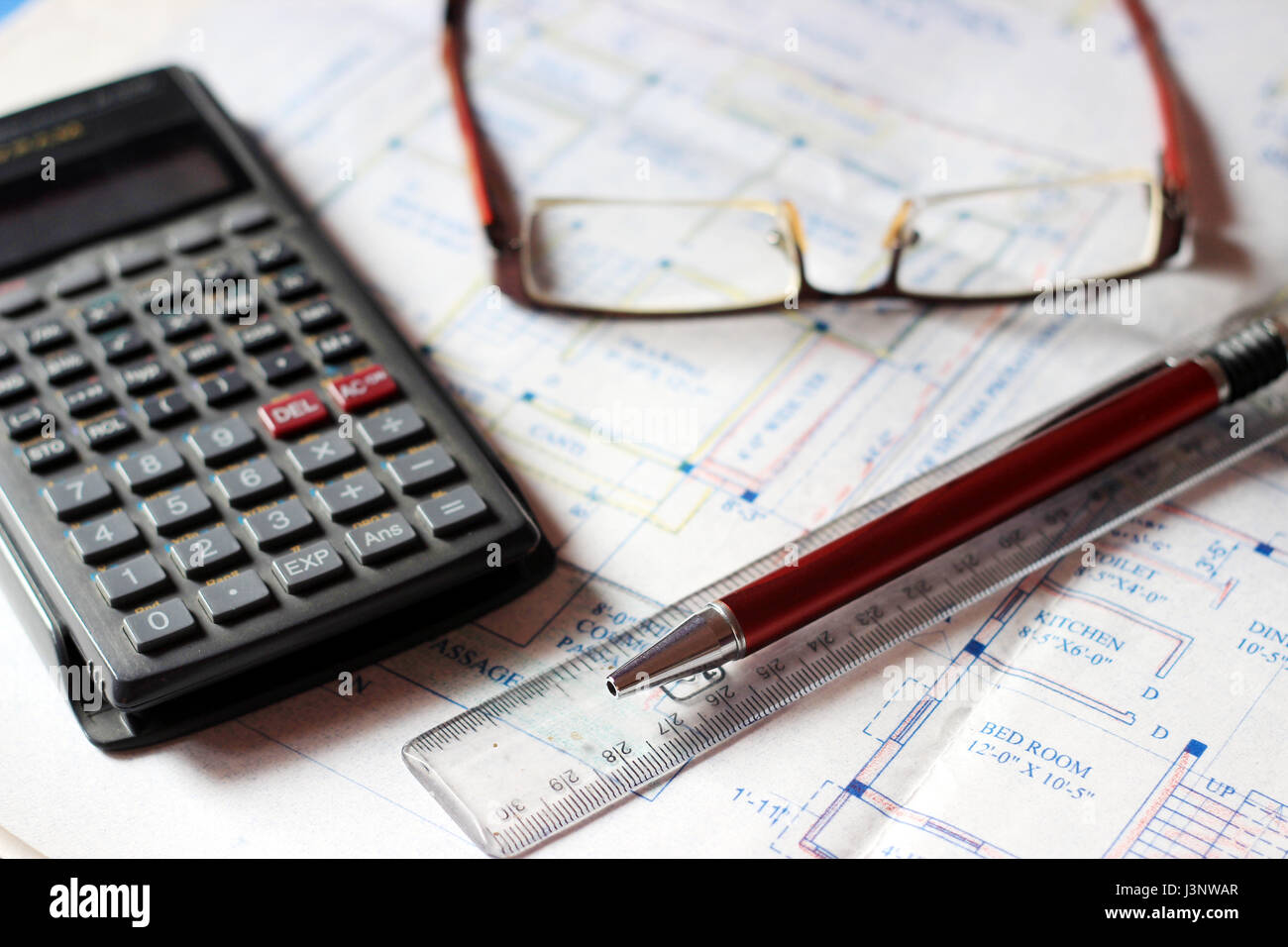 Calculator and building plans. Building planes for a new house ...