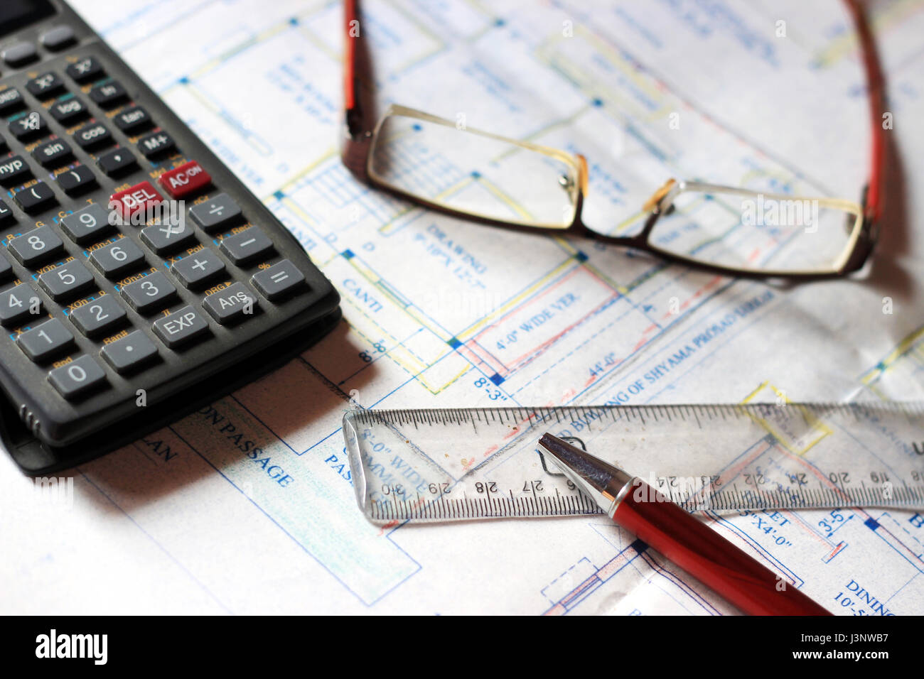 Calculator and building plans. Building planes for a new house ...