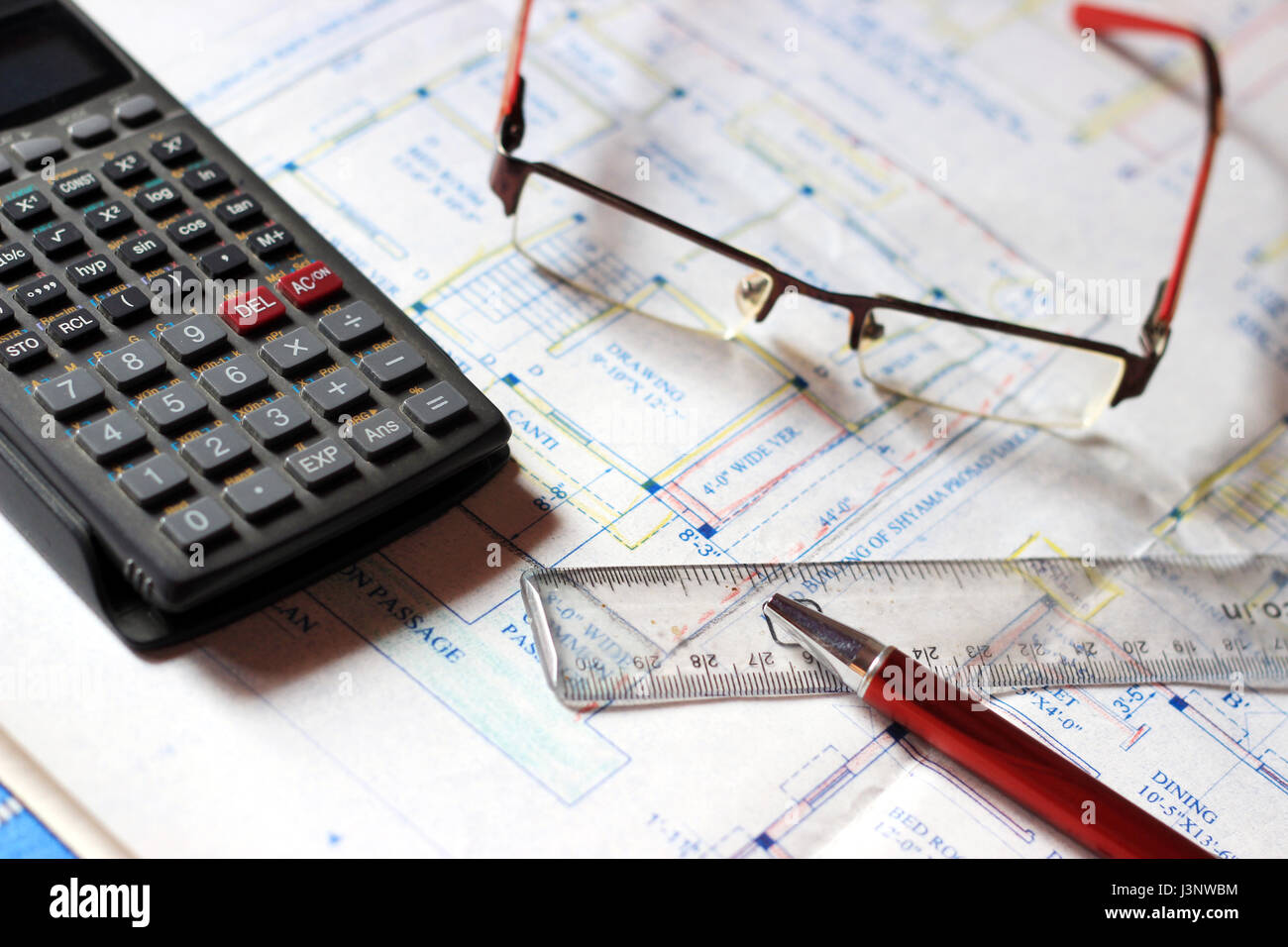 Calculator and building plans. Building planes for a new house ...