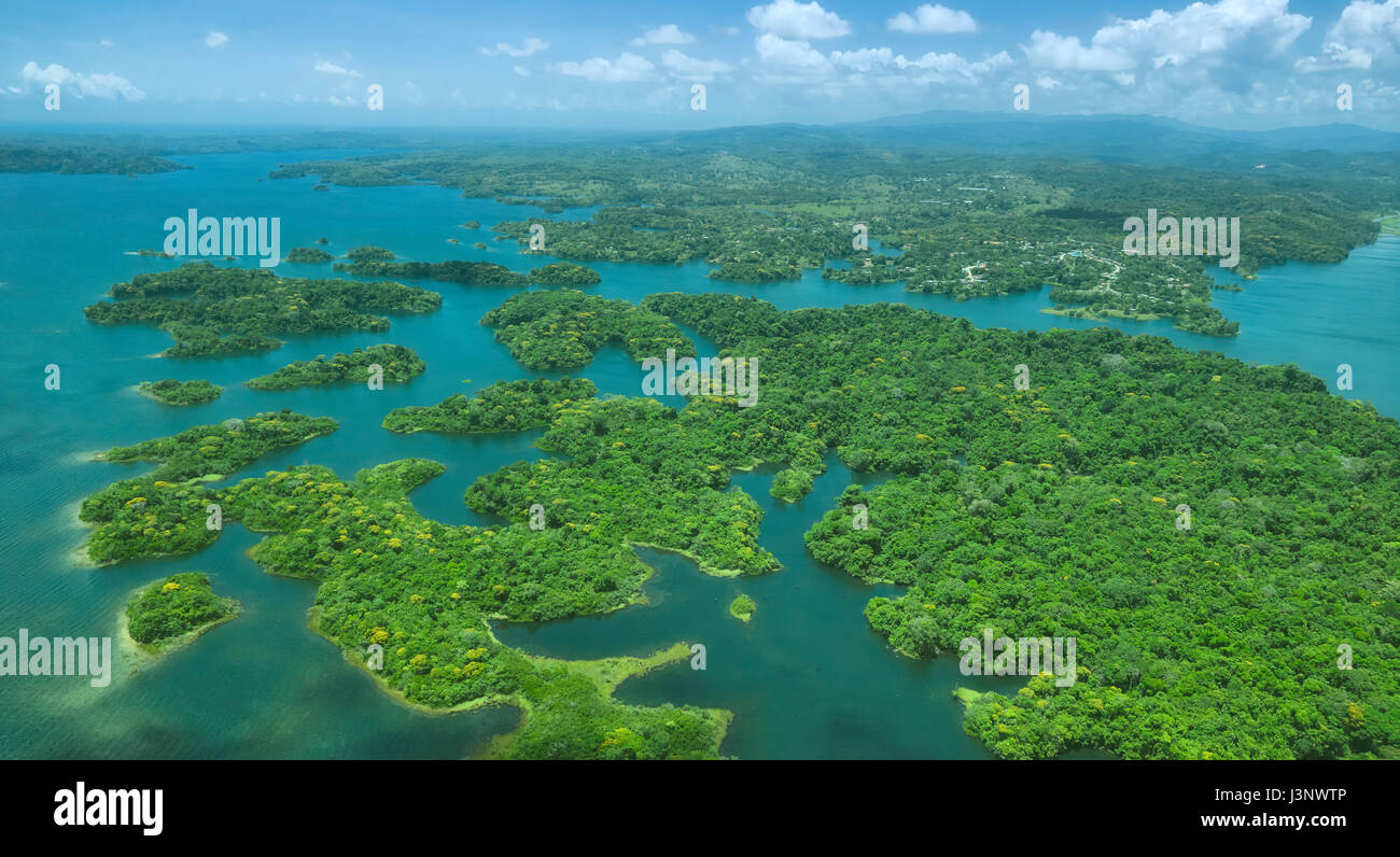 Aerial view of Panama Canal on the Atlantic side Stock Photo - Alamy