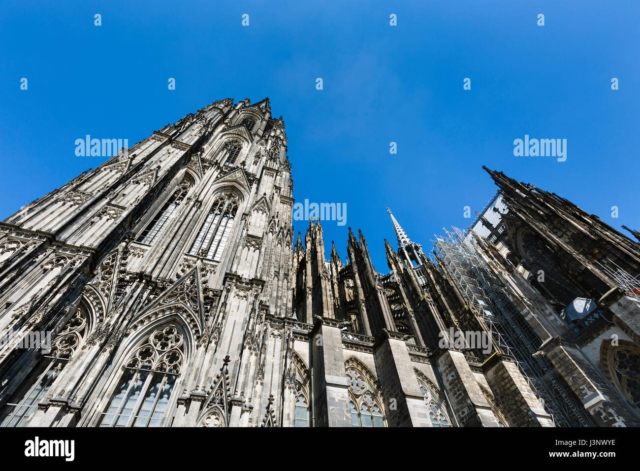 Cologne Cathedral low angle view from the side with blue sky Stock ...