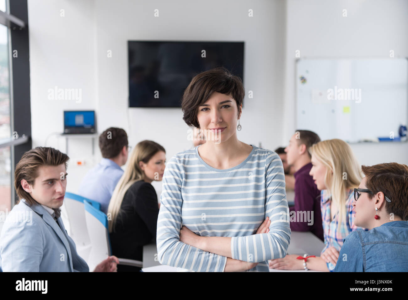 Portrait Of Successful Businesswoman Entrepreneur At Busy startup ...
