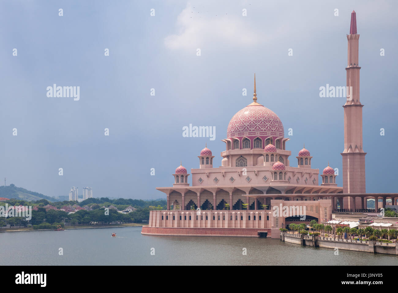 Beautiful pink Putra Mosque in the daylight, Putrajaya, Malaysia Stock ...