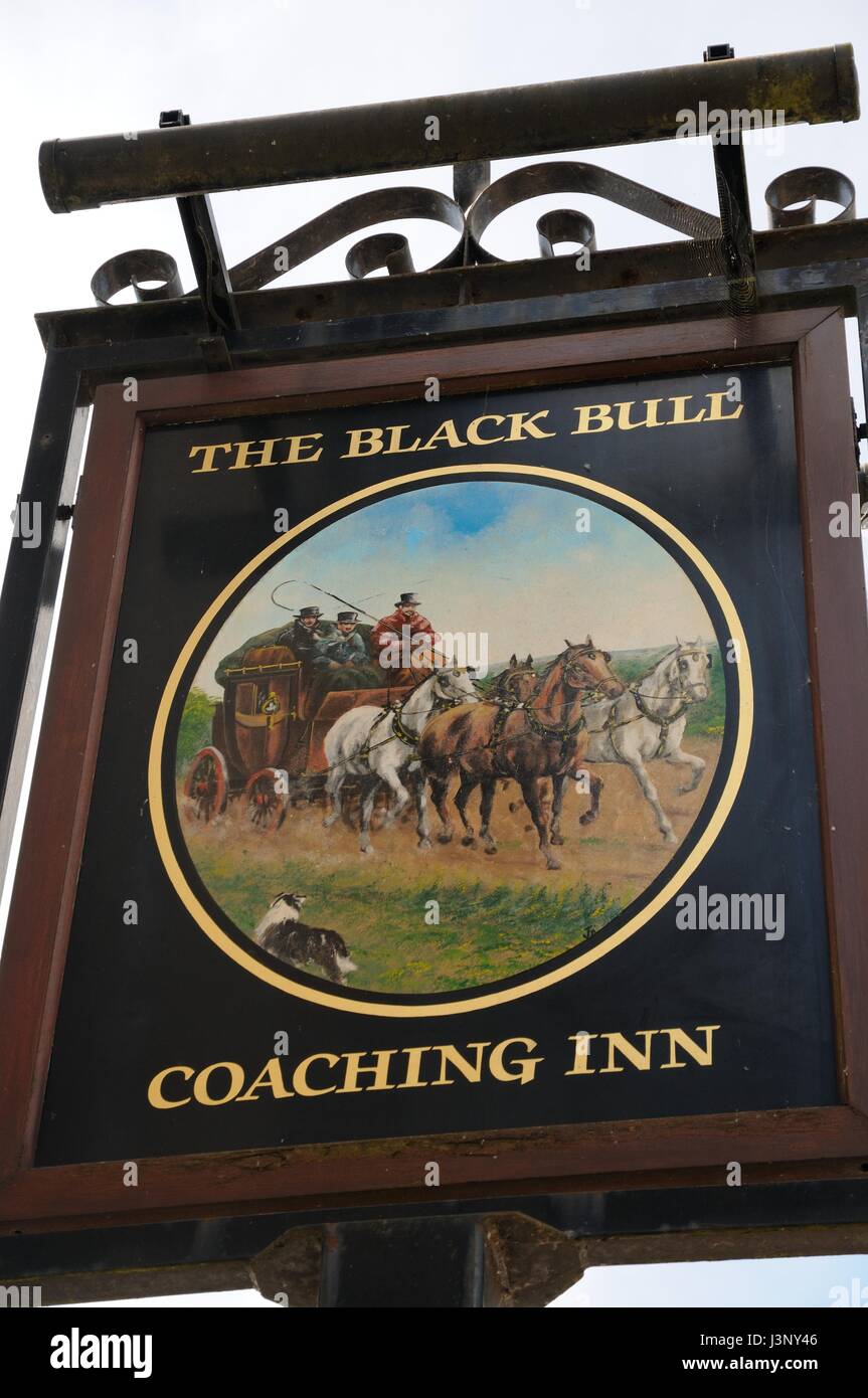 The Black Bull inn sign, Godmanchester, Cambridgeshire Stock Photo - Alamy
