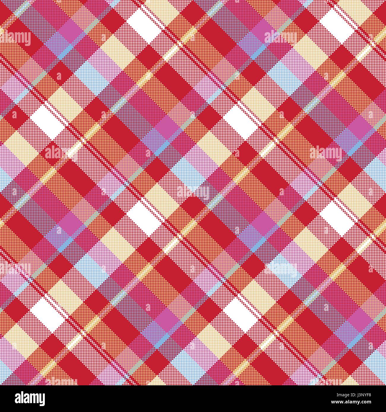 Red pixel plaid seamless fabric texture. Vector illustration Stock ...