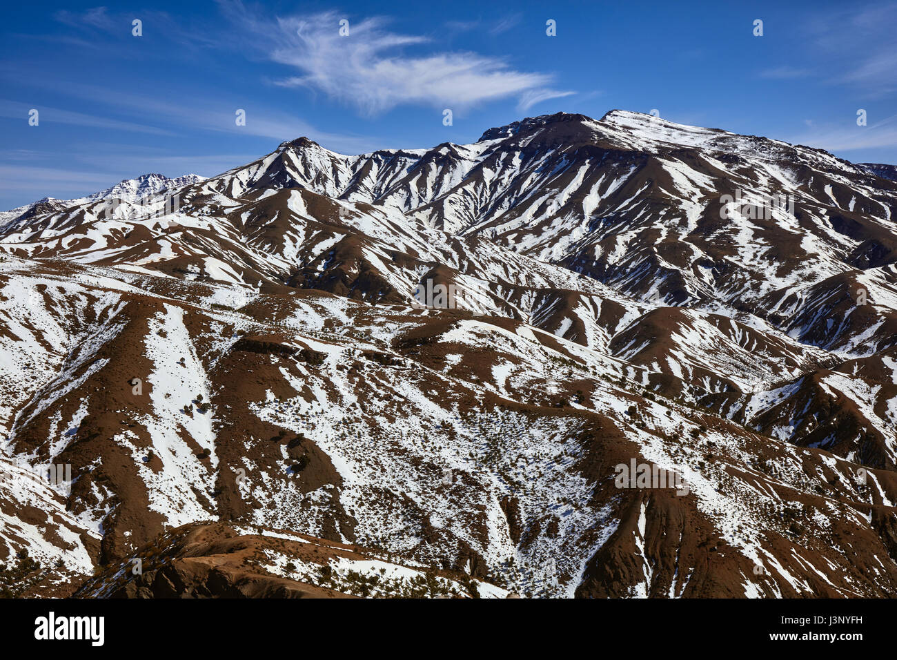 Morocco, High Atlas Mountains. Peak covered by snow Stock Photo - Alamy