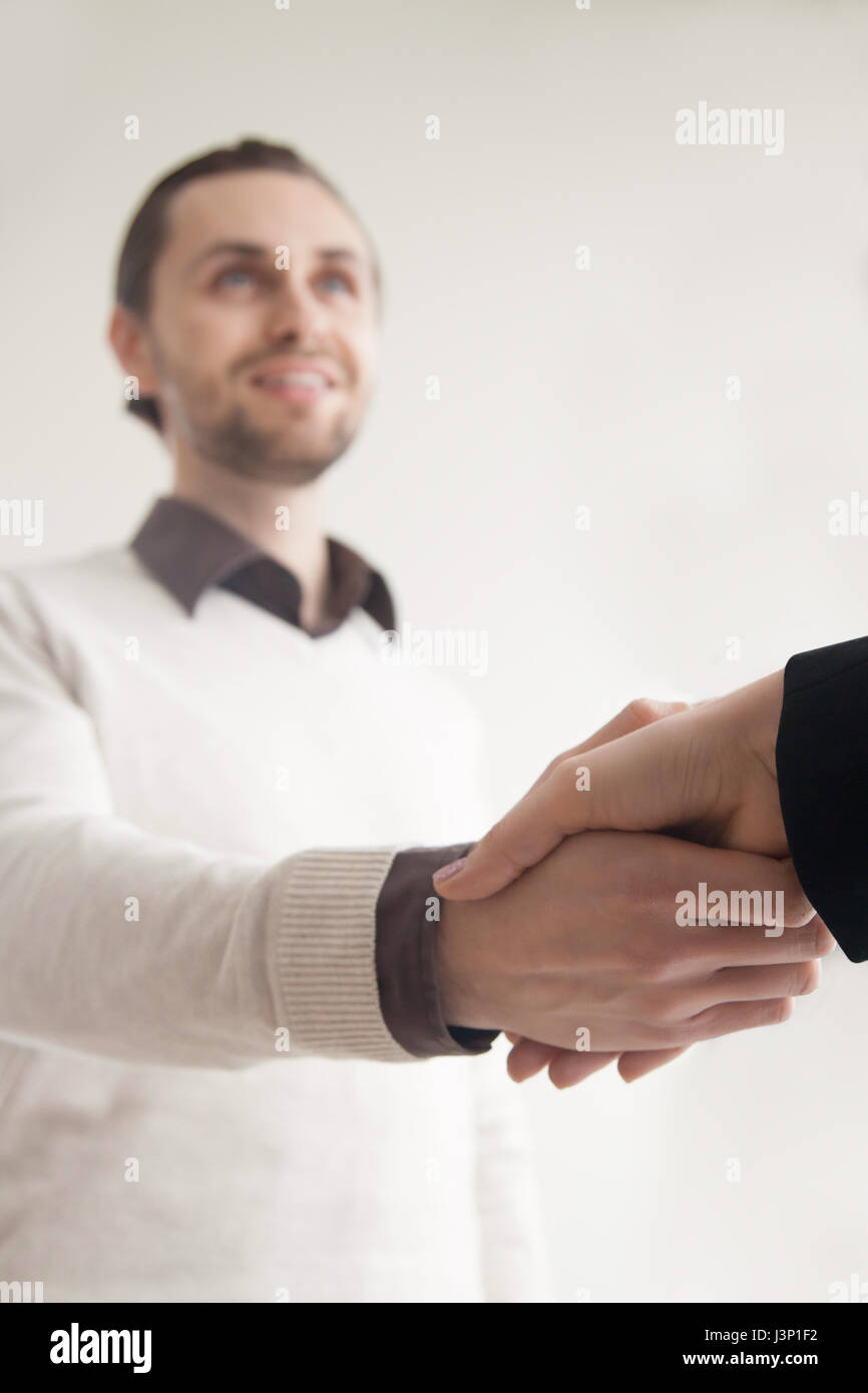 Business greeting handshake, shaking hands with partner, client Stock Photo - Alamy