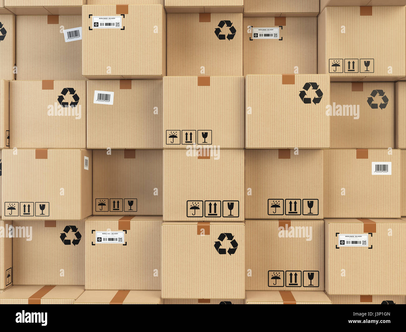 Cardboard boxes backgound. Delivery, cargo, logistic and transportation ...