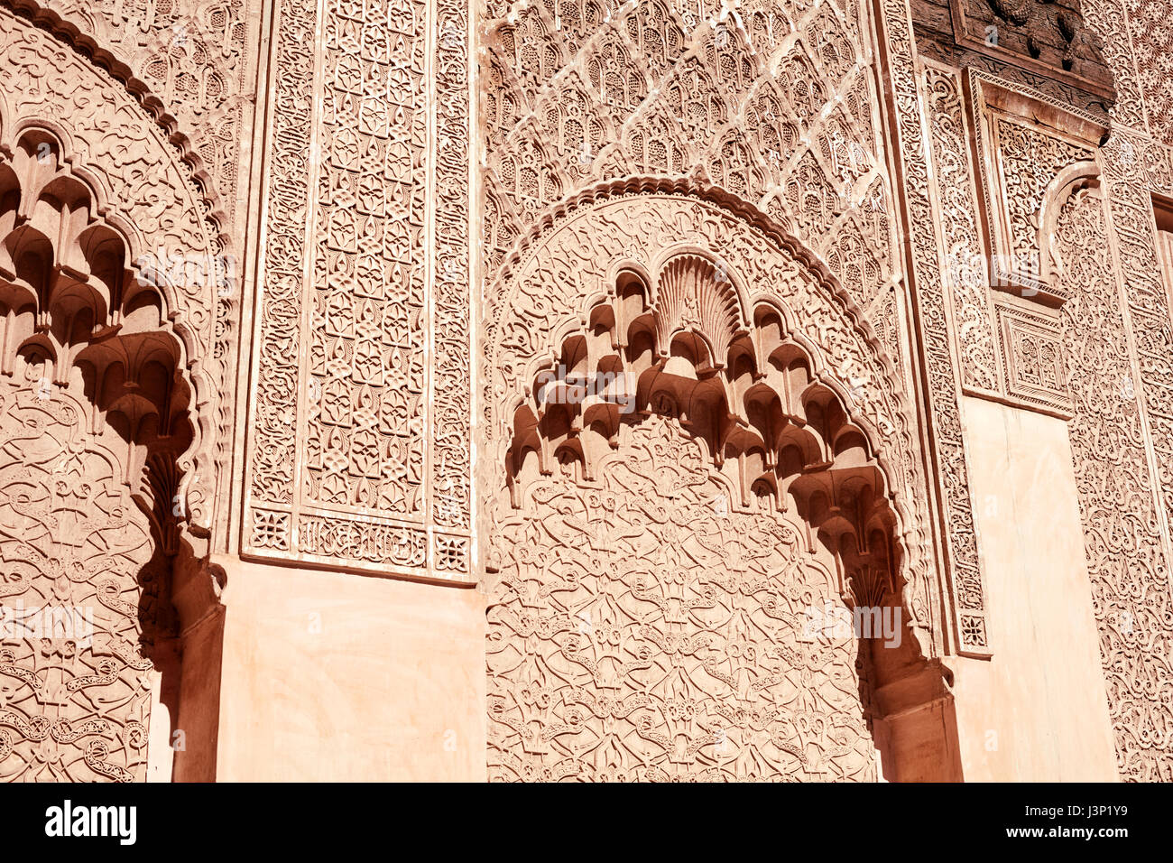 MARRAKESH, MOROCCO- March 03, 2016: The Ben Youssef Madrasa which is ...