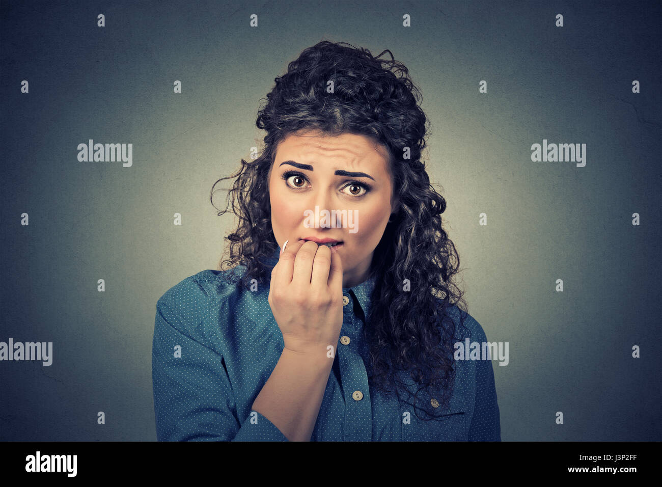 Closeup portrait of worried woman Stock Photo - Alamy