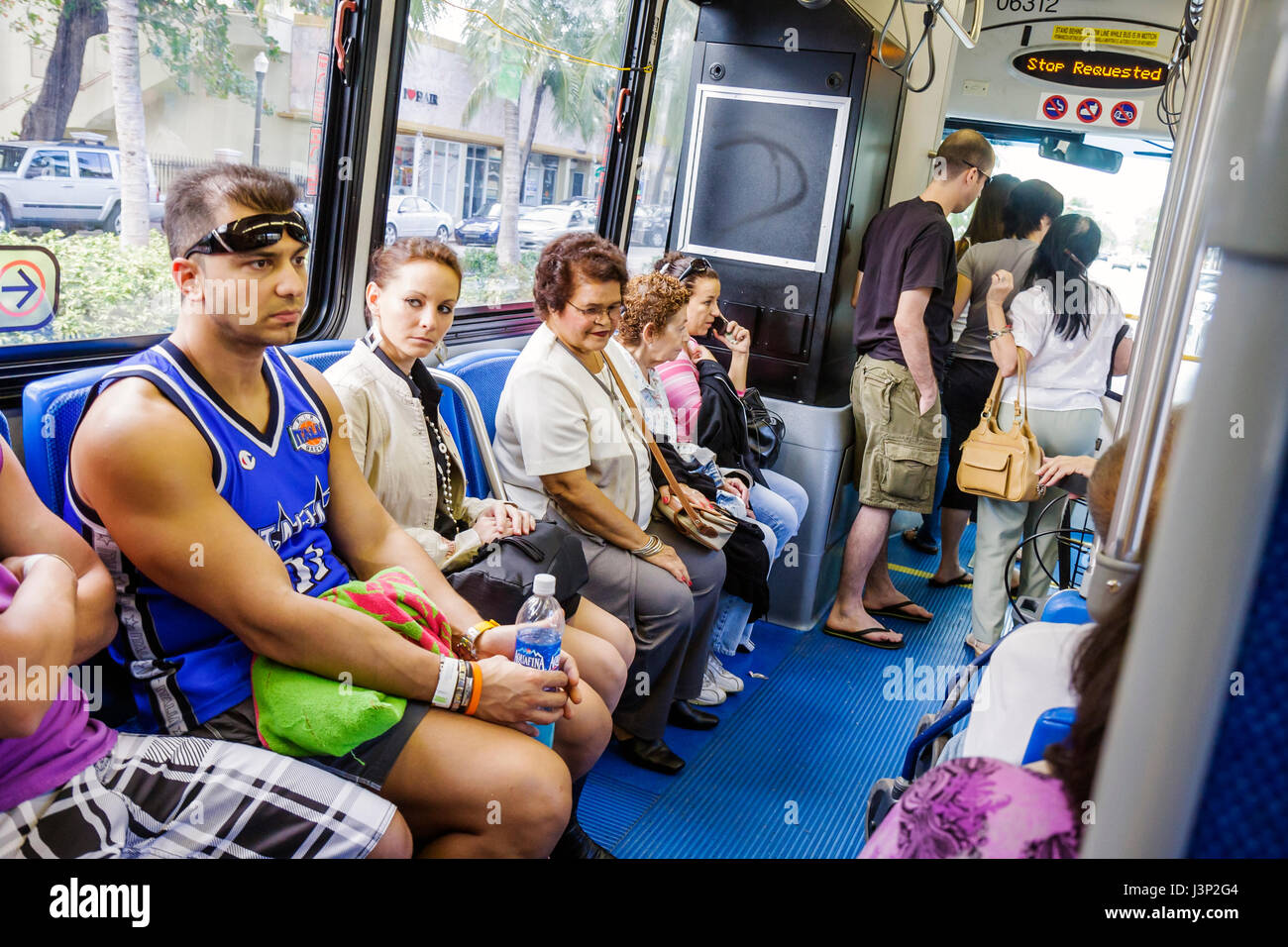 Miami Beach Florida,Washington Avenue,Metrobus,bus,coach,public ...