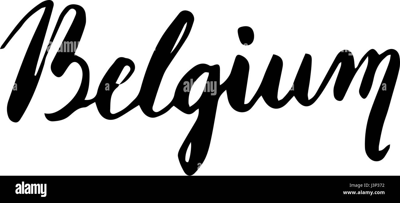 Belgium hand lettering. Isolated on white background Stock Vector Image ...