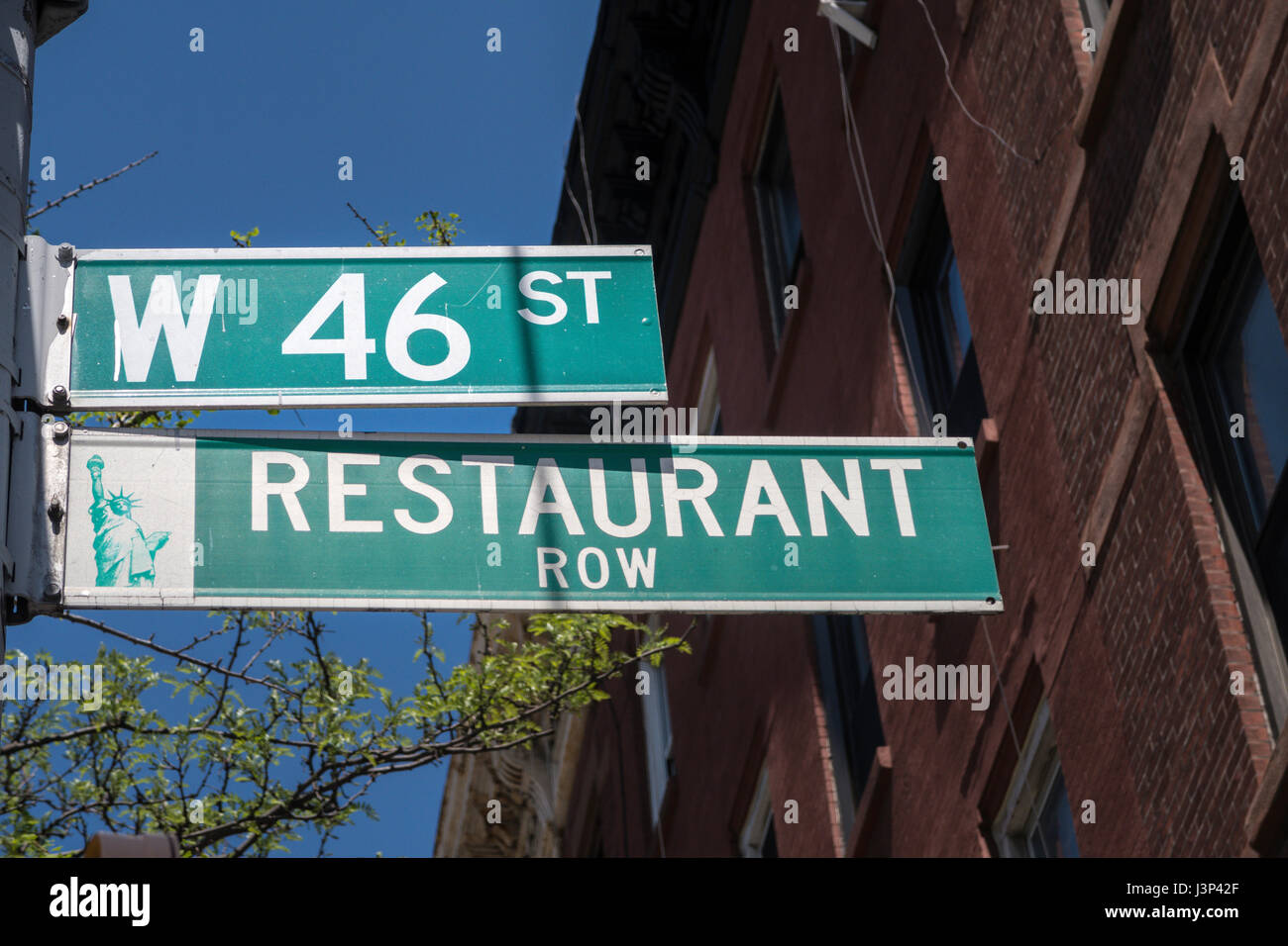 Street Signs, Restaurant Row, West 46th Street,Hell's Kitchen, NYC, USA ...