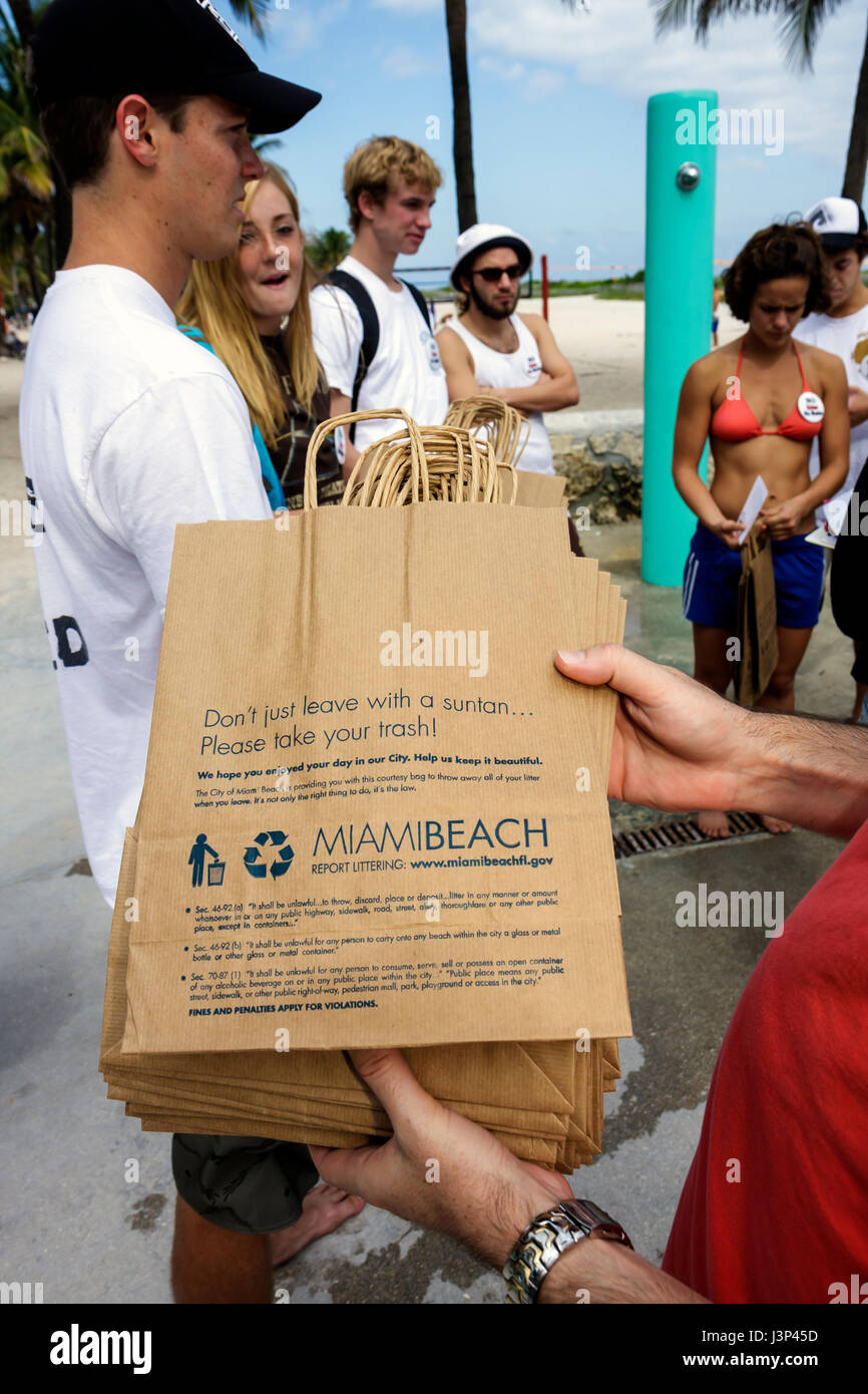 Miami Beach Florida,Lummus Park,biodegradable litter bags,volunteer ...