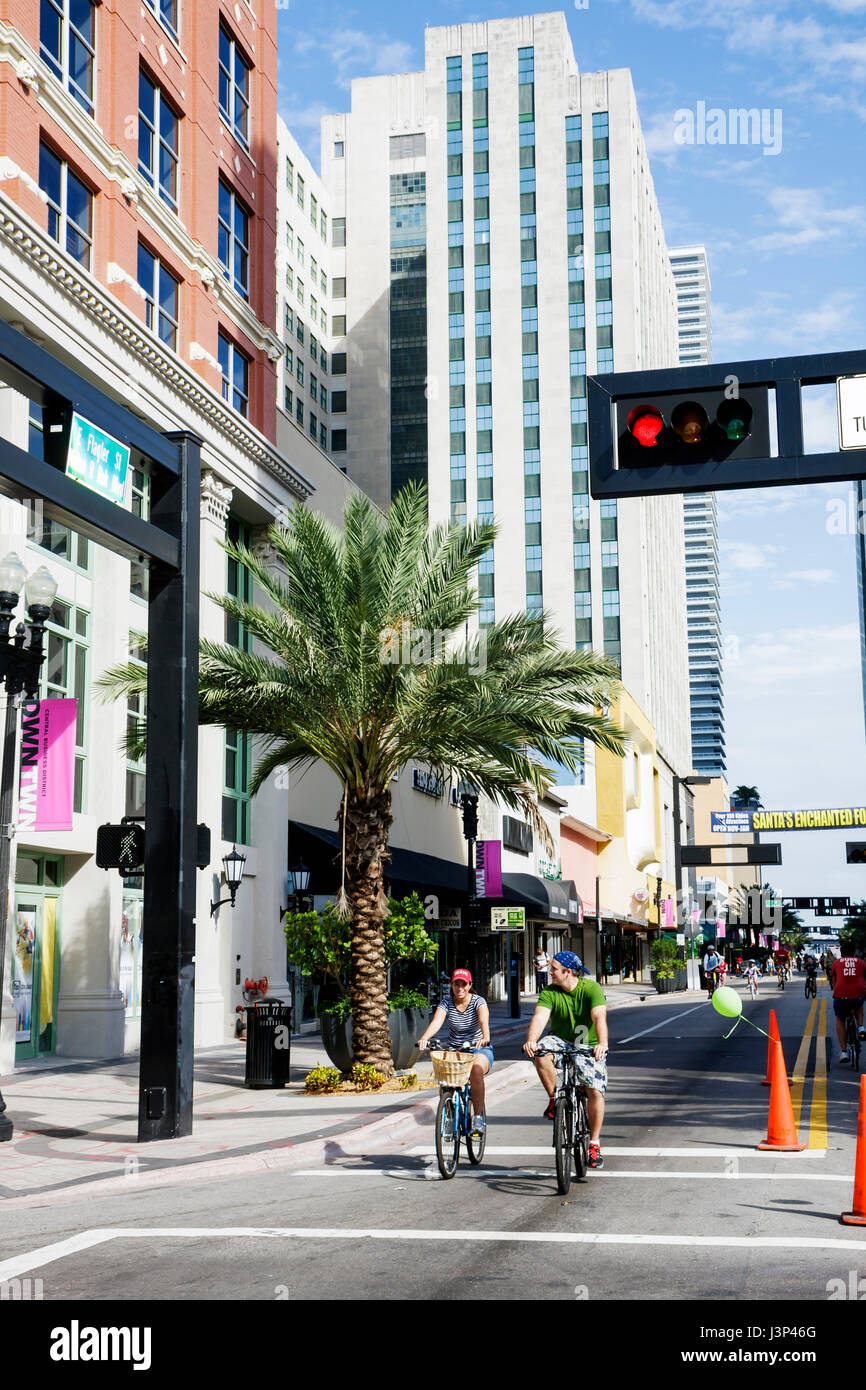 Miami Florida,Flagler Street,Bike Miami Downtown,street closed,no ...