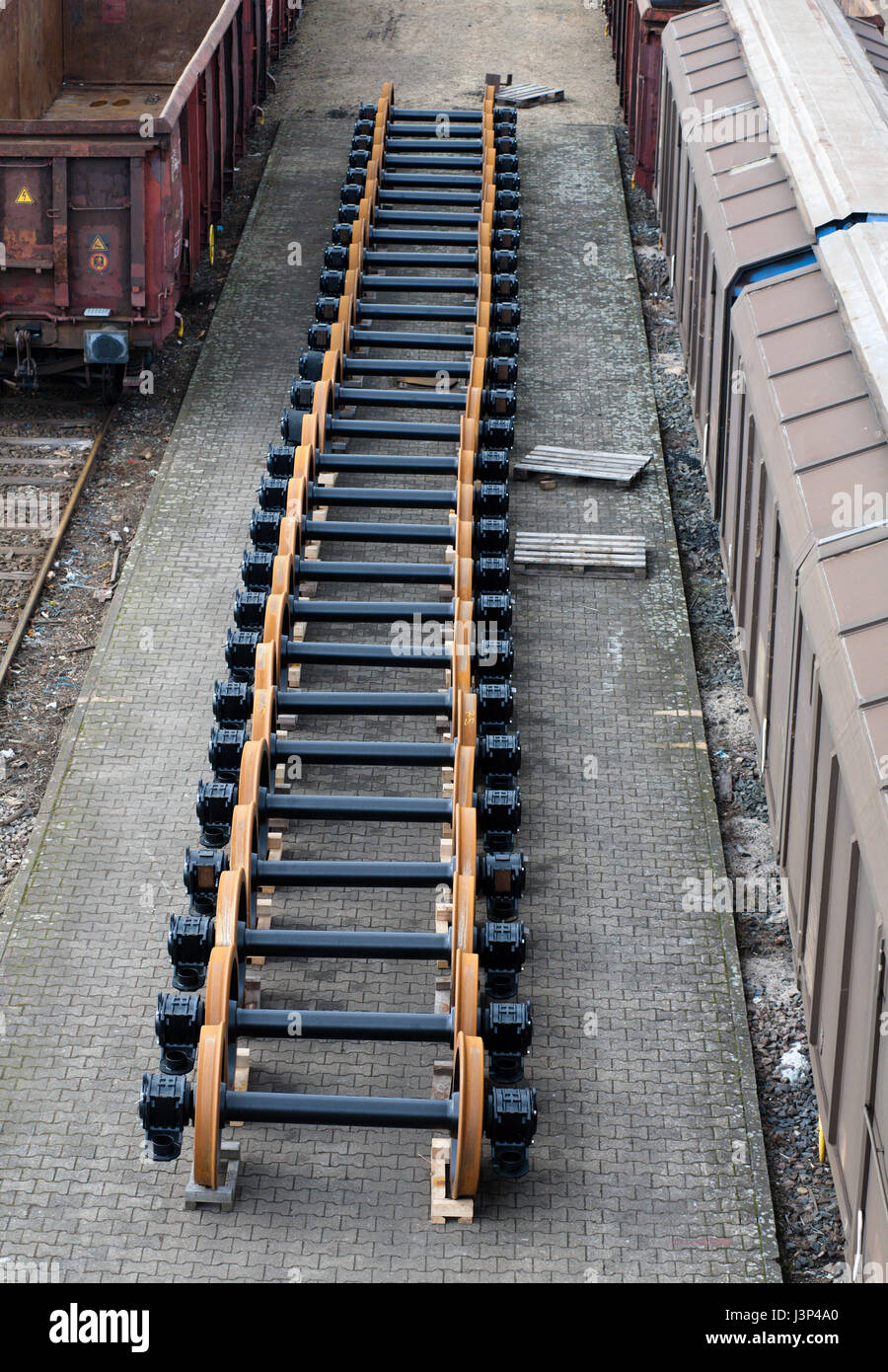 new railroad axles Stock Photo - Alamy