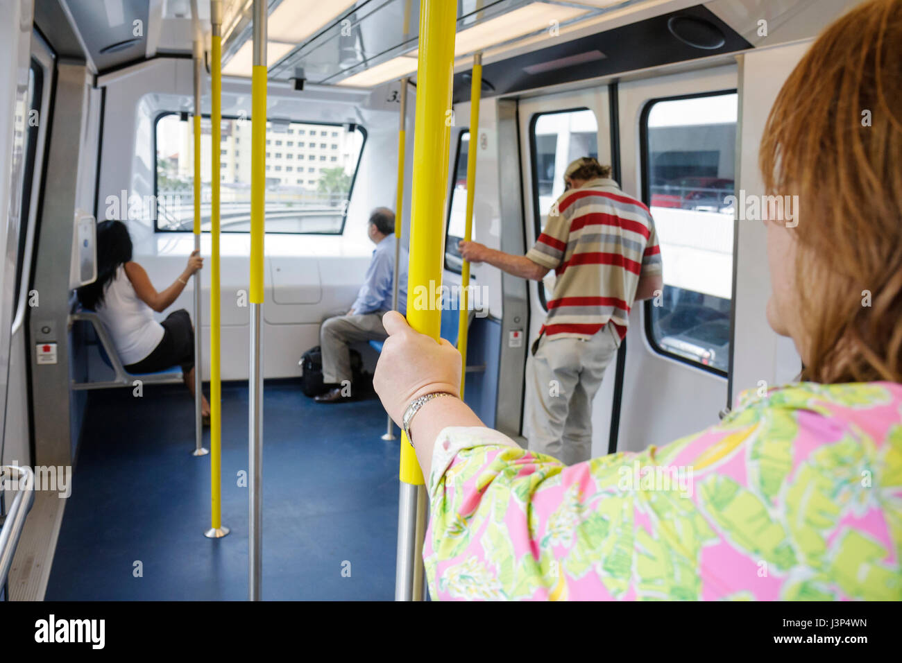 Miami Florida,Metromover,public transportation,mass transit,people ...