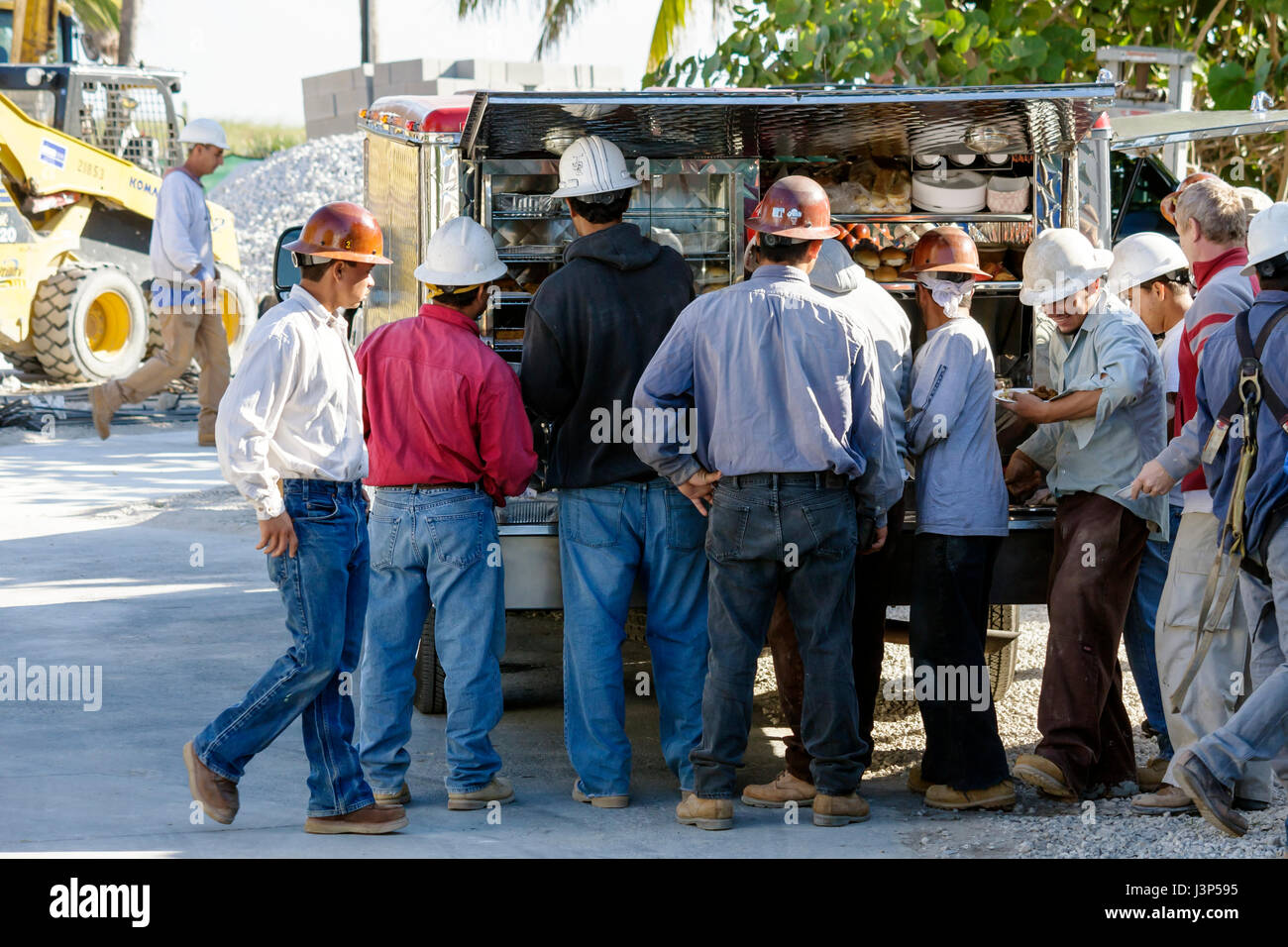 Workers working laborer under new construction site building builder hi ...