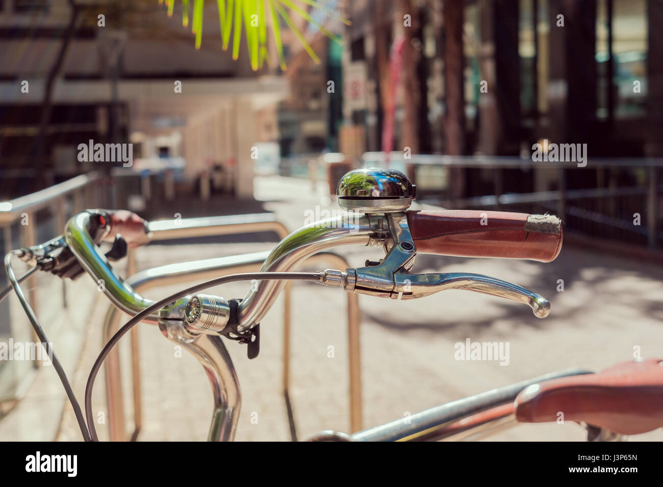 Old fashioned vintage style bicycle parked in Adelaide City Stock Photo ...