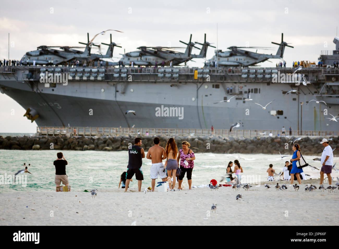 Miami Beach Florida,Atlantic Ocean water shore,public beach beaches,USS ...