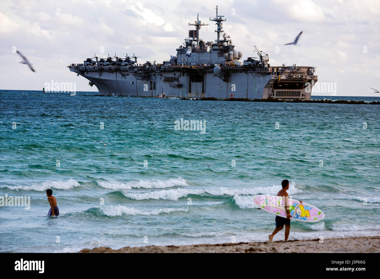 Miami Beach Florida,Atlantic Ocean water shore,public beach beaches,USS ...