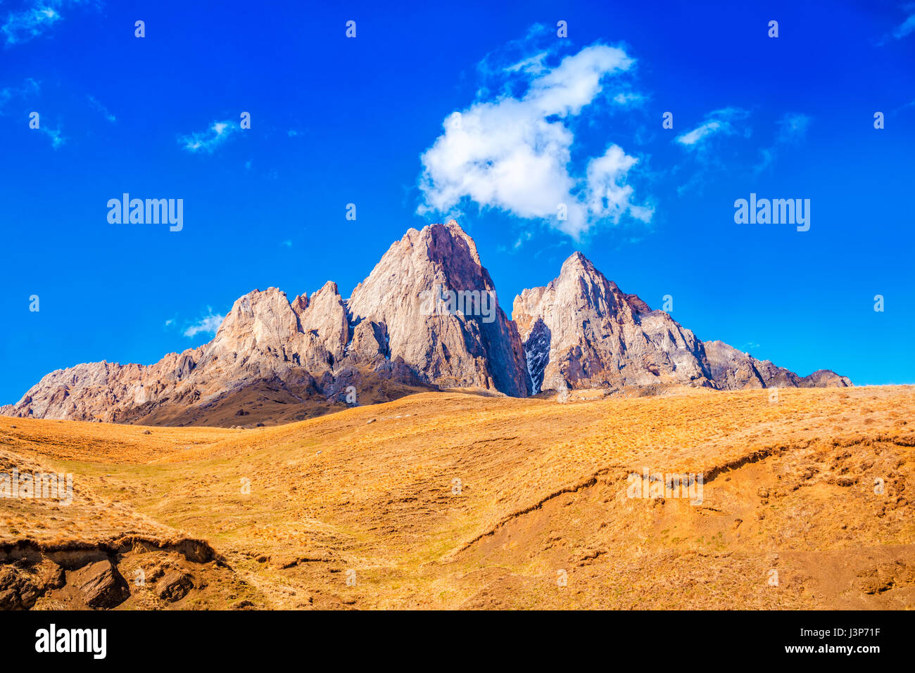 beautiful landscape of desert with peak mountains Russia, Republic ...