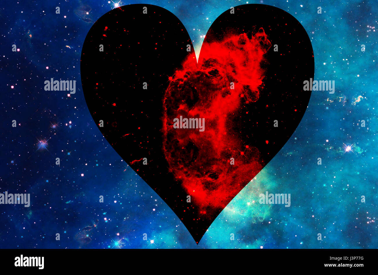Heart in cosmic space, color cosmic abstract background Stock Photo - Alamy
