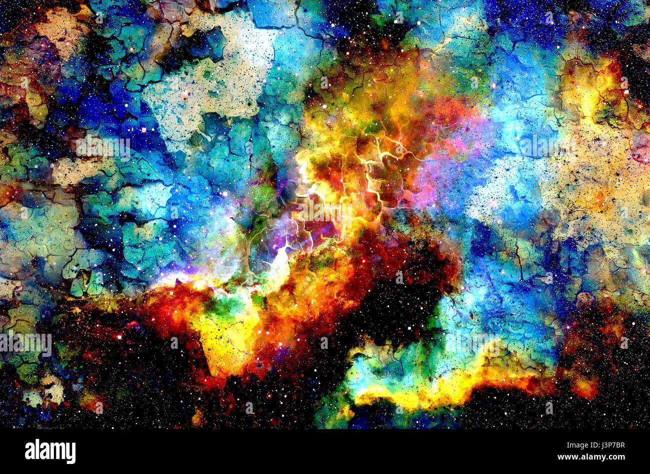 Cosmic space and stars, color cosmic abstract background. Crackle ...