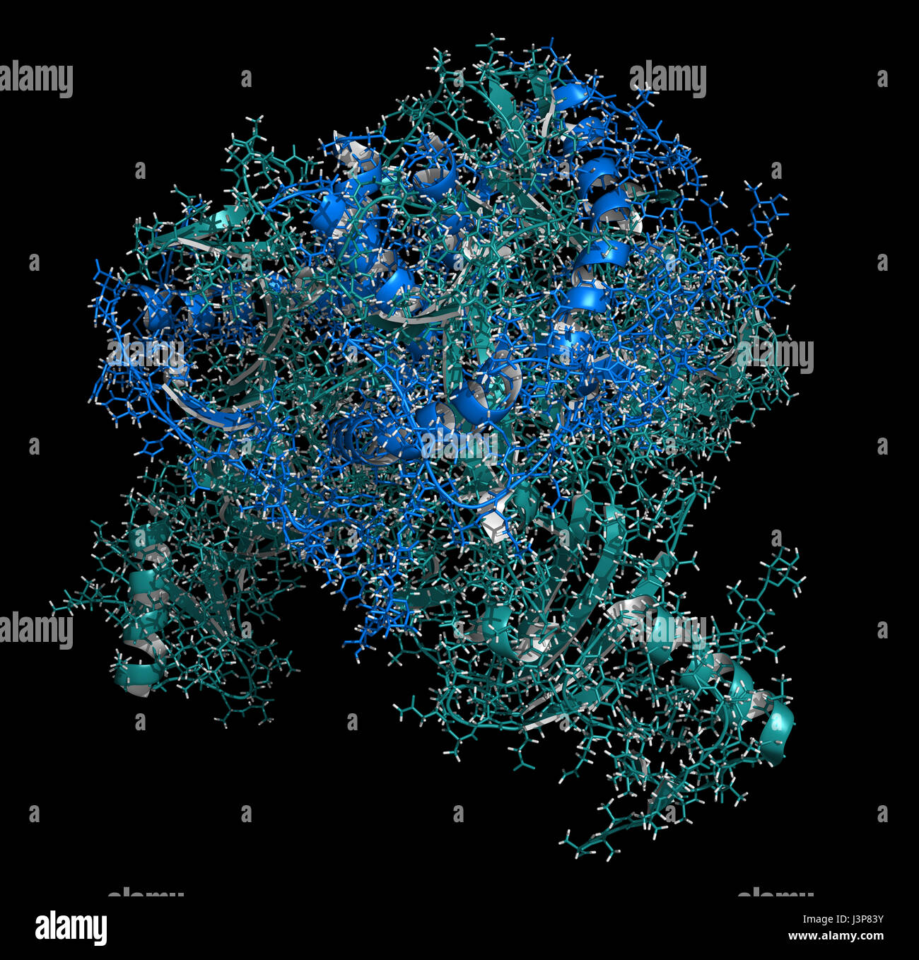 Ebola virus glycoprotein (GP), molecular structure. Occurs as spikes on ...