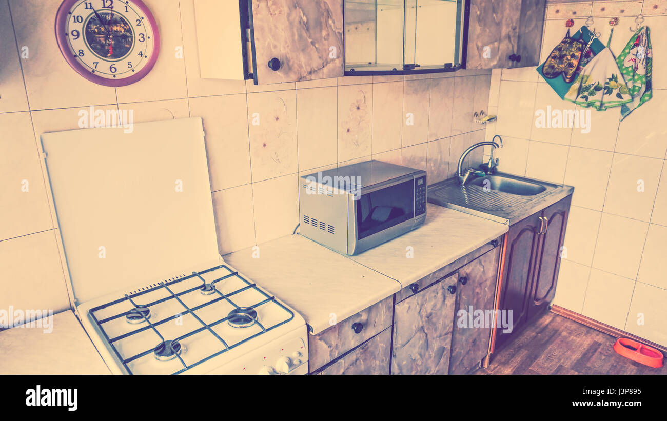 Kitchen made in old design. Old design background Stock Photo - Alamy