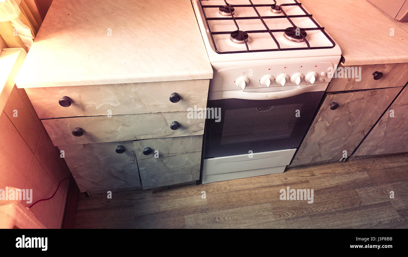 Kitchen made in old design. Old design background Stock Photo - Alamy