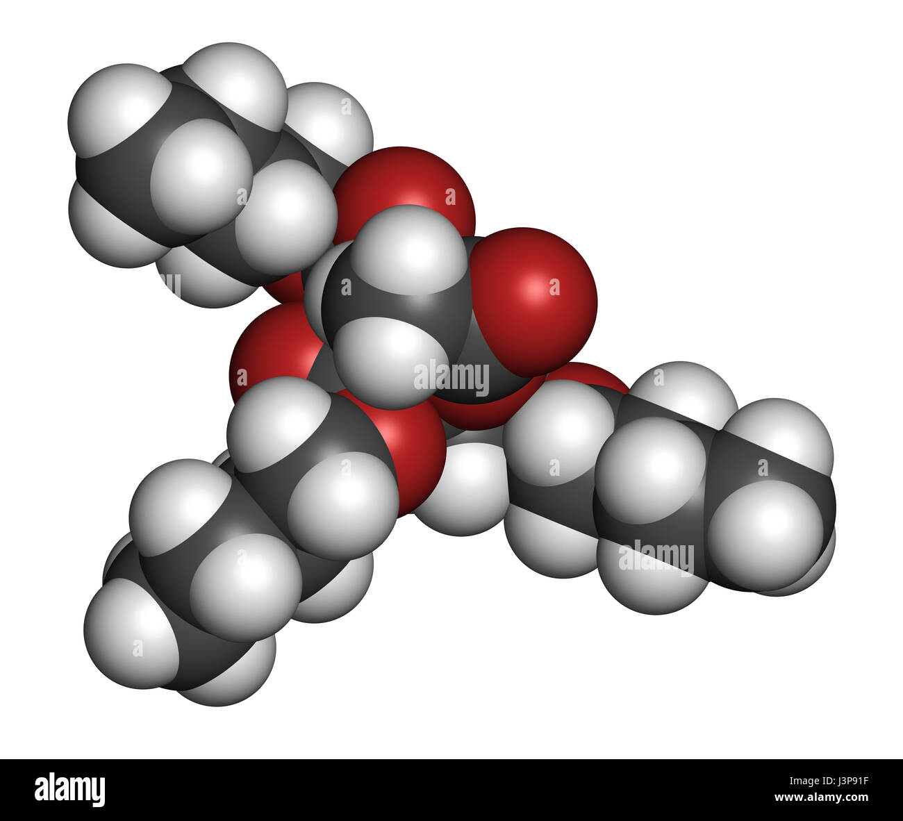 Acetyl tributyl citrate (ATBC) plasticizer molecule. Biodegradable ...