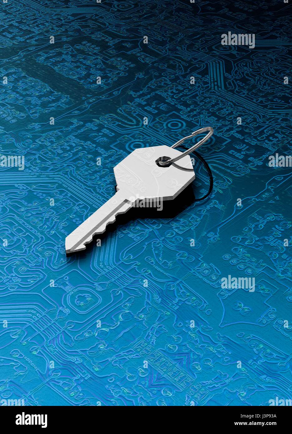 Key on circuit board, illustration Stock Photo - Alamy