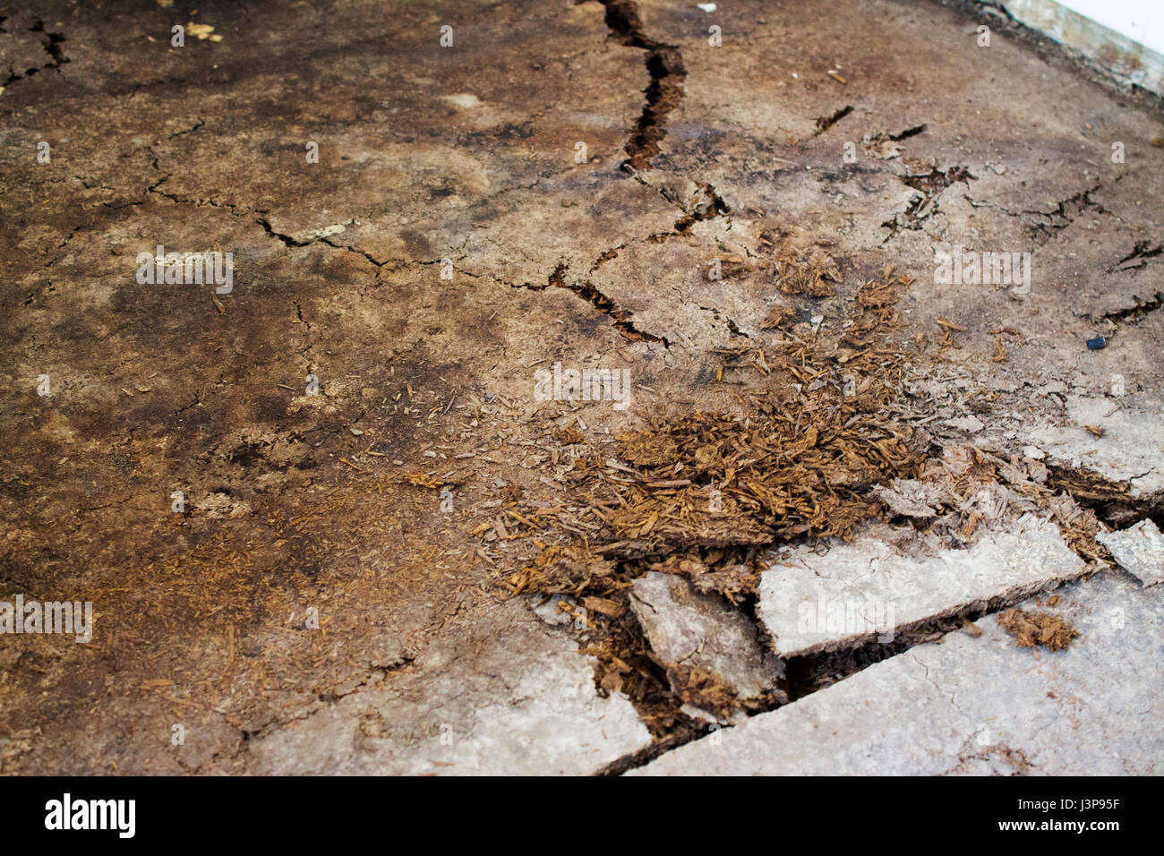 Broken concrete floor in a residential building Stock Photo - Alamy