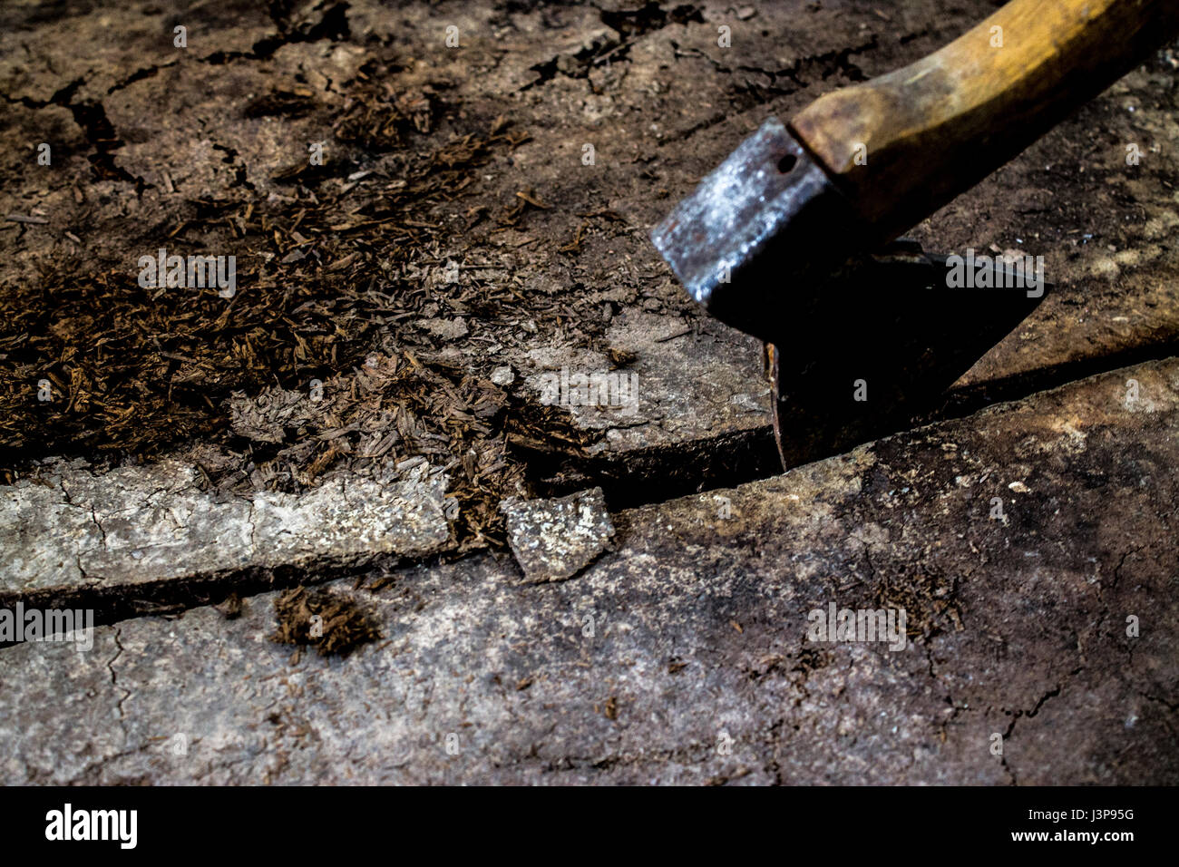 Broken concrete floor in a residential building Stock Photo - Alamy