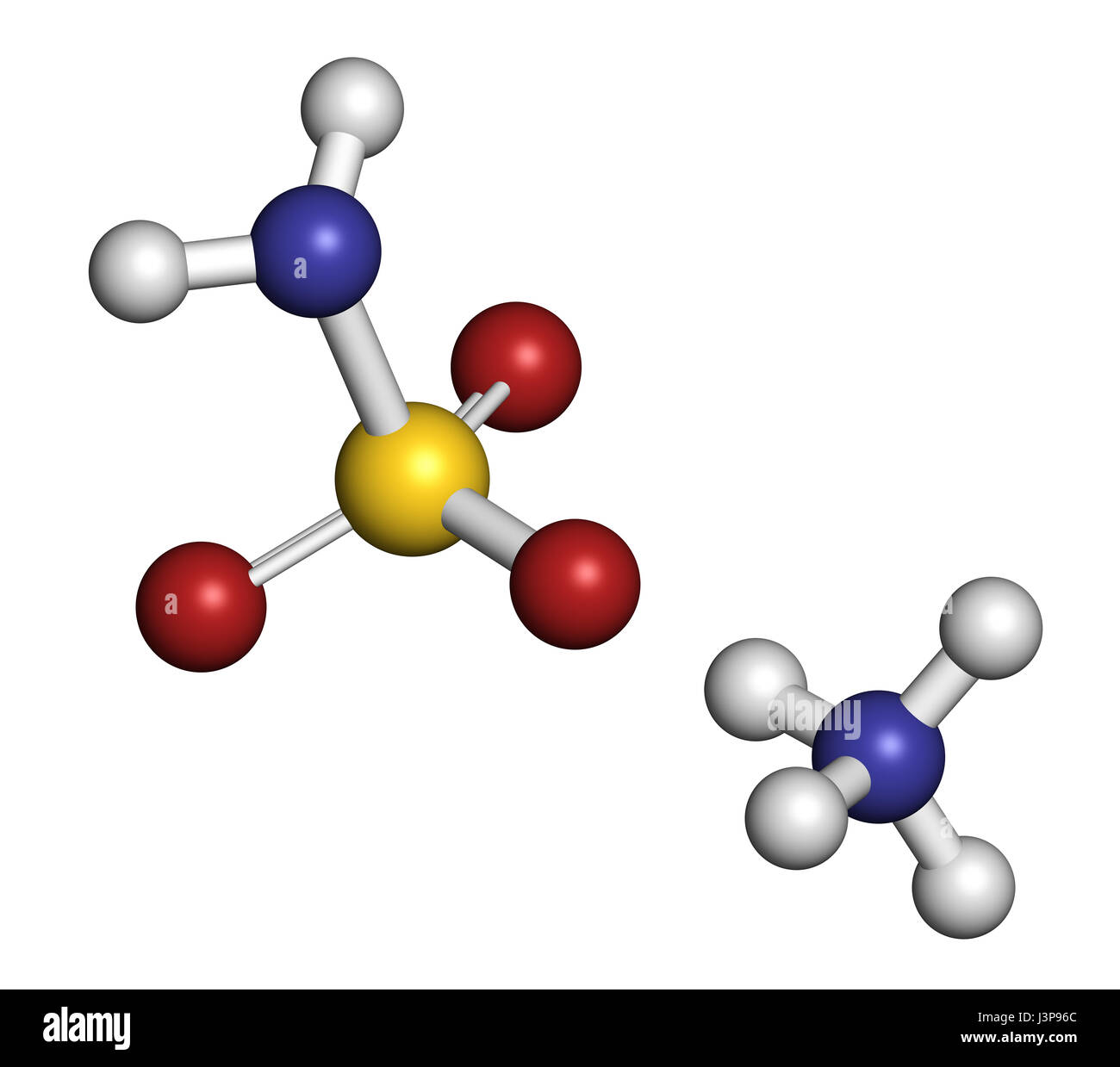 Ammonium sulfamate herbicide (weed killer) molecule. Atoms are ...