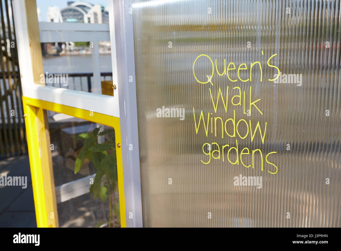 The Queens Walk Window Garden installation on the Southbank Stock Photo ...