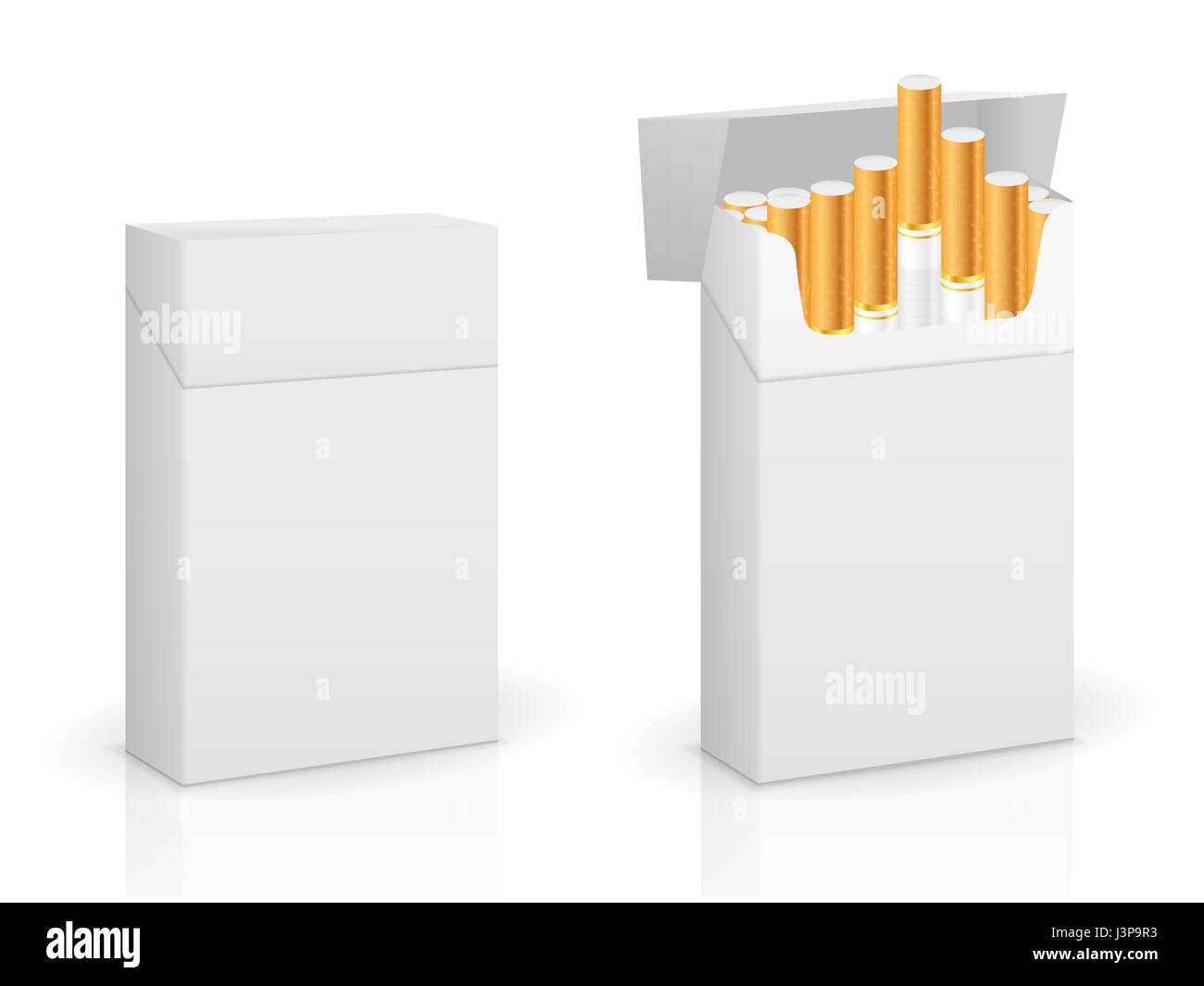 Cigarette box set on a white background Stock Photo - Alamy