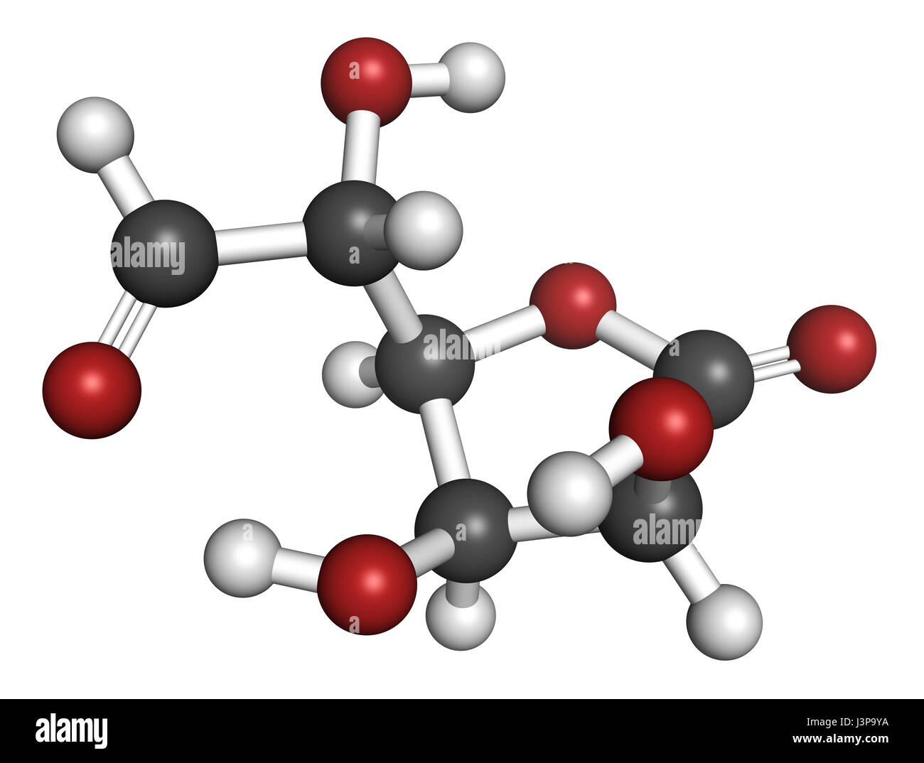 Glucuronolactone molecule. Used in food supplements and energy drinks ...