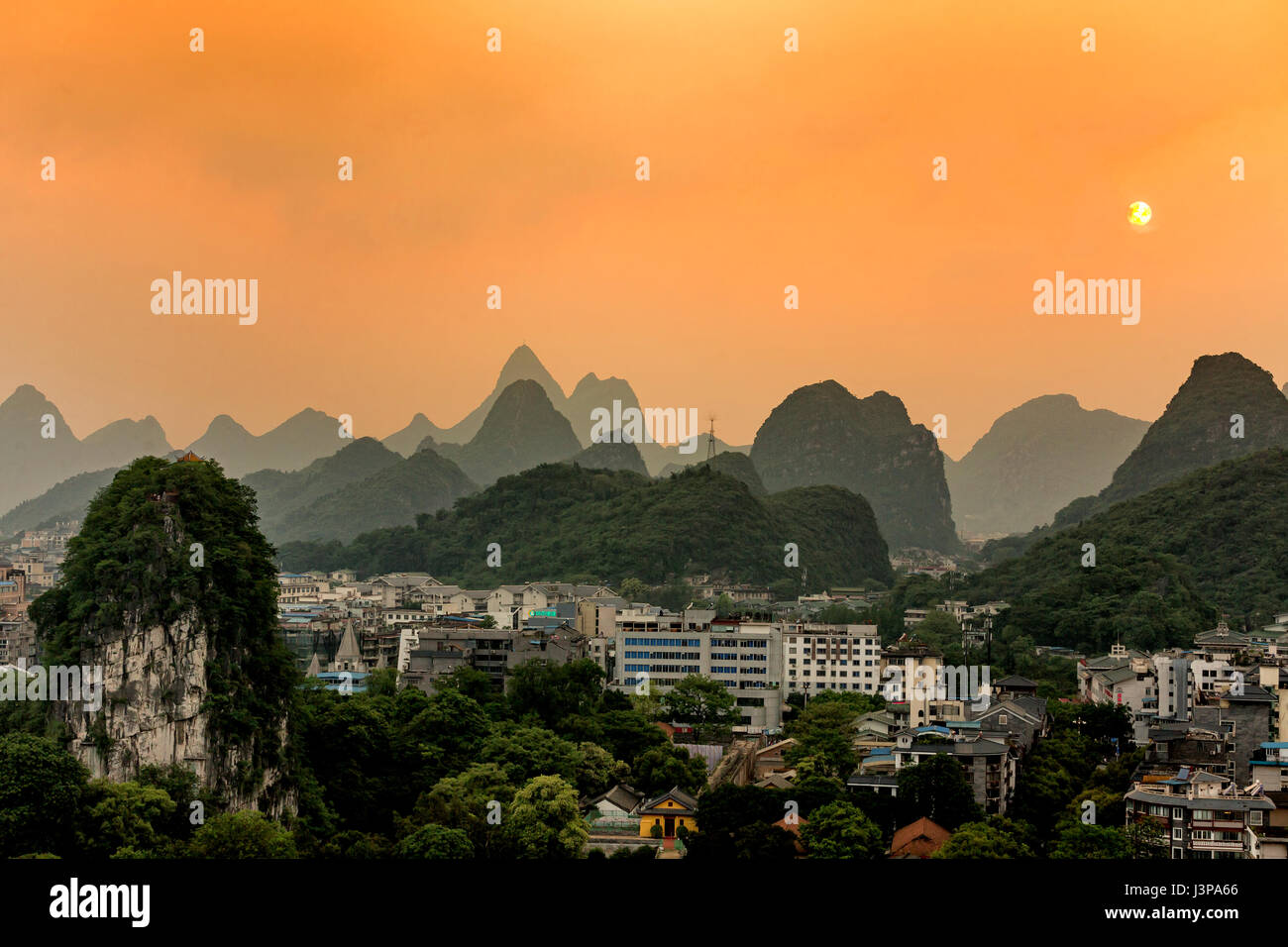 View of Guilin City from one of the hills around town Stock Photo - Alamy